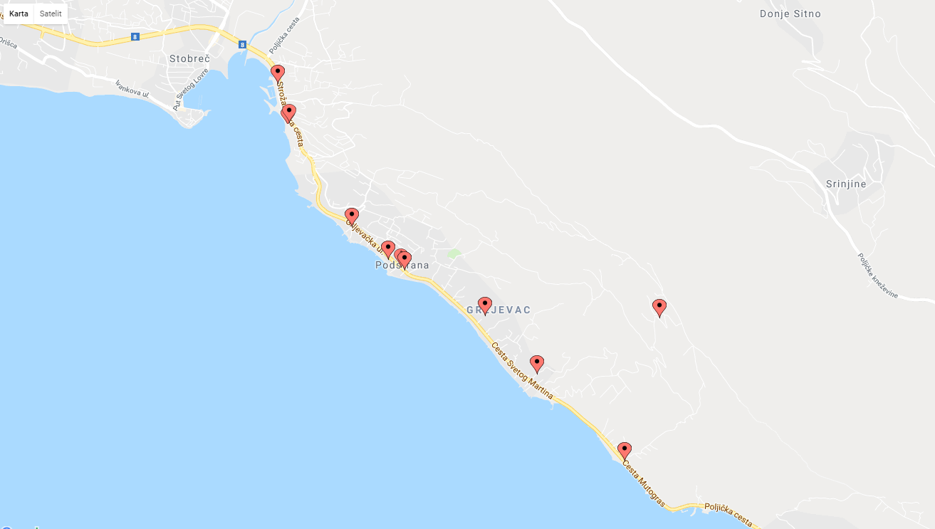 Karta - Turistička zajednica Podstrana
